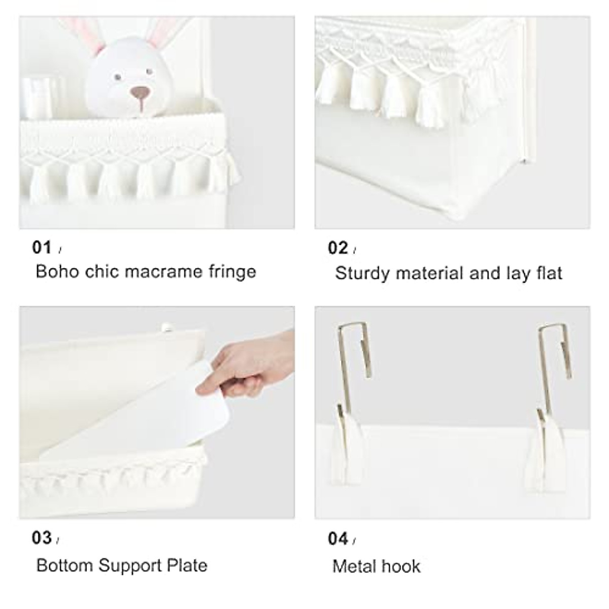 Dahey Over The Door Organizer with 4 Pockets Boho Door and Stuffed Animal Storage Hammock Hanging Toy Storage Organizer for Nursery Kid Playroom Bedroom