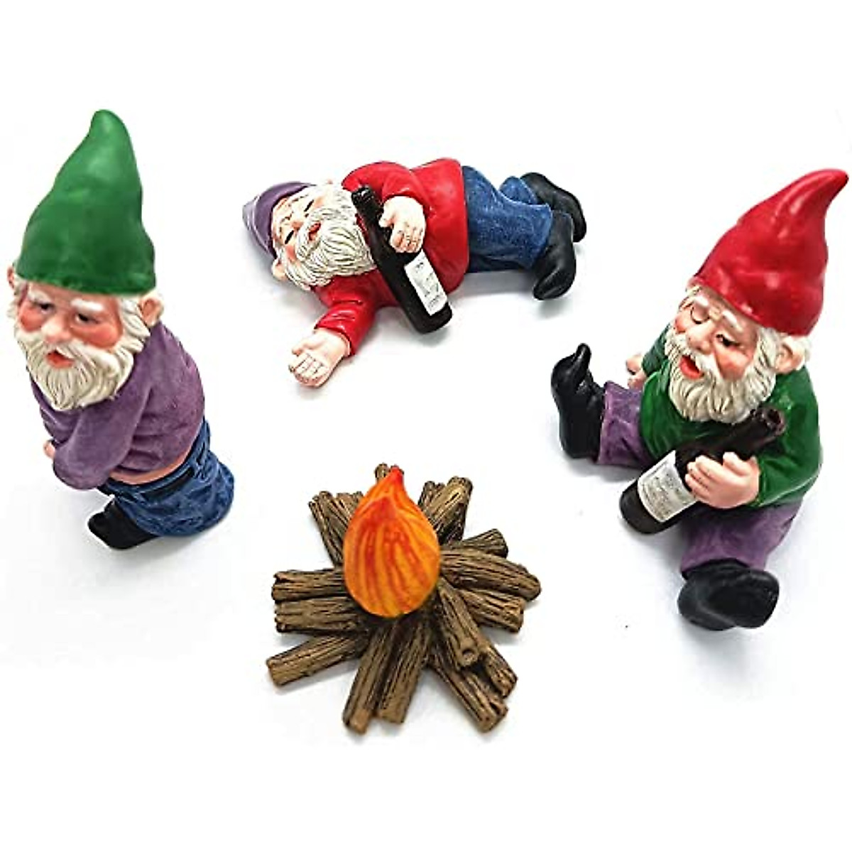 Fairy Garden Accessories Cute Dwarfs Statues Miniature Figurines for Outdoor or House Desktop Decor Camping Dwarfs Kit of 4 pcs