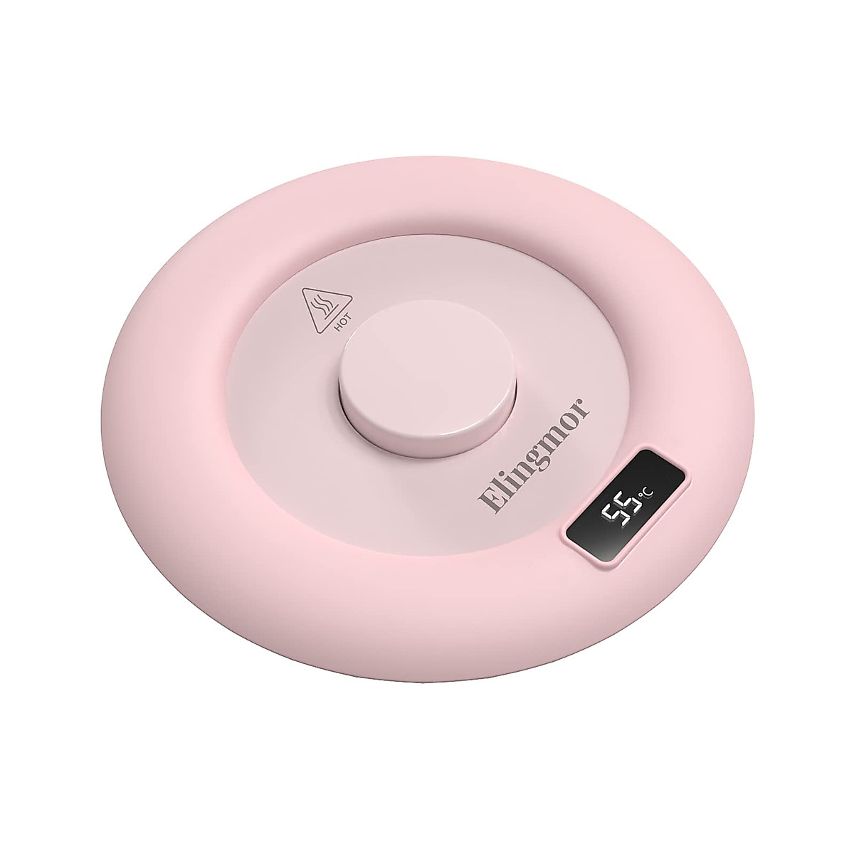 Elingmor Coffee Mug Warmer for Desk with Auto Shut Off,Smart Cup Warmer Suitable for Cups with Small Size Including Concave Bottoms,USB Electric Warmer for Coffee,Hot Cocoa,Tea,Water and Milk (Pink)