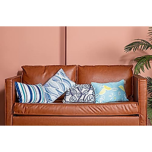 Chaise Lounge Head Resting Pillows, Blue Decorative Oudoor Patio Pillow with Insert & Adjustable Elastic Stripe for Recliner,Beach Chair,Office Chair Neck or Lumbar Attachment,Waterproof 2 Pack