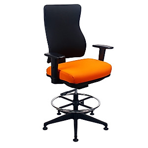 TEMPUR-PEDIC Cooling Technology Drafting Stool, Adjustable Height, Orange