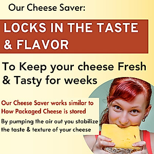 FoodLite Quick Vac Cheese Saver- Only Cheese Container Made to Keep Your Cheese Fresh. A Cream Cheese, Sliced, Grated & Cheddar Cheese Container & Box for Fridge with an Airtight Lid., Clear