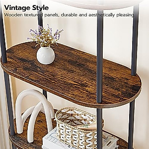 HOOBRO 5 Tier Bookshelf, Industrial Bookcase Arched, Tall Standing Bookshelves and Bookcases, Open Storage Shelves, Wooden Book Shelf for Bedroom, Living Room, Rustic Brown Bookshelf BF176SJ01