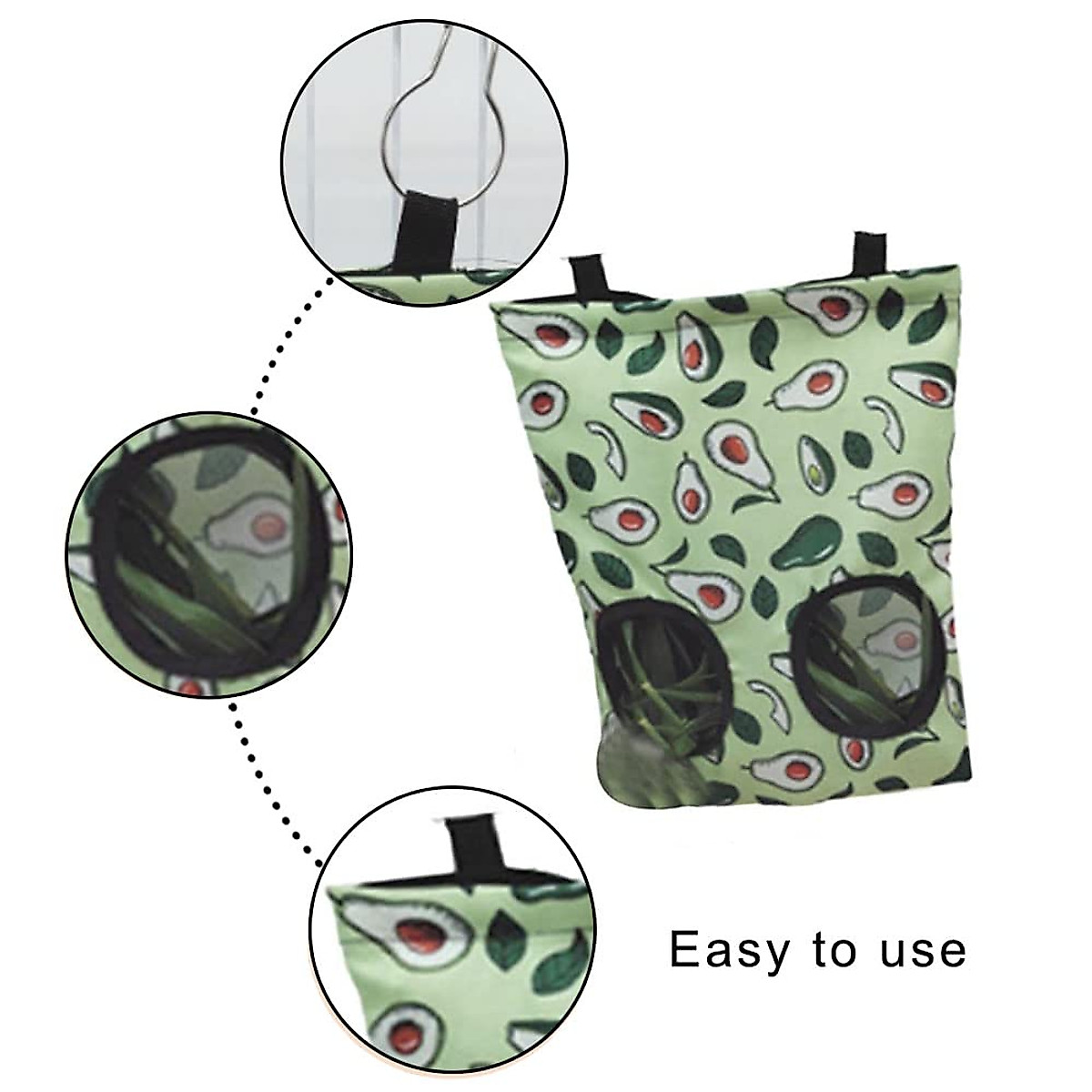 LELEVTXP Pig Guinea Hay Feeder Rabbit Feeder Hanging Rabbit Hay Feeder Bag Foldable Hay Storage Bag for Rabbit Guinea Pig Hamster Chinchilla (Avocado-2 Holes)