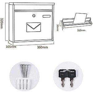 Mailboxes Letter Boxes Modern Simple Mailbox Outdoor Letter Box Rust & Weather Proof Vertical Wall Mount Locking Outside (Color : Silver, Size : Free Size)