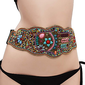 idealway Bohemian Women Belt Ethnic Strech Beaded Adjustable Waist Belly Chain Body Jewelry