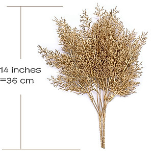 Gold Antlers Grass Artificial Plants Christmas Decoration, Faux Golden Twig Branches Plastic Fake Branch Plant for Xmas Party Home Garden Indoor Outdoor Wedding Table Centerpiece DIY Decor - 3 Pack