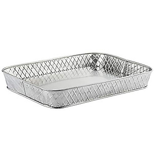 Tablecraft Lattice Collection 12 x 9 x 1.5" Rectangular Platter, Stainless Steel