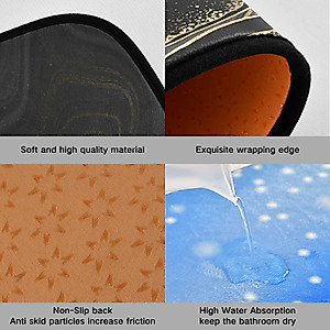 Kitchen Mats Rugs 2 Piece Set Bath Mat Antifatigue Cushioned Gold Black Marble for Floor Non Slip Washable (color4)