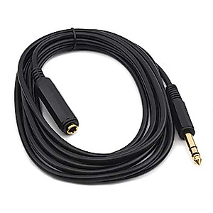 Devinal 6.35mm 1/4" inch Stereo Plug Male to 1/4 Female Stereo Headphone Guitar Extension Cable Cord, Gold Plated Audio Cable Stereo Extender, 10 feet (3 M)