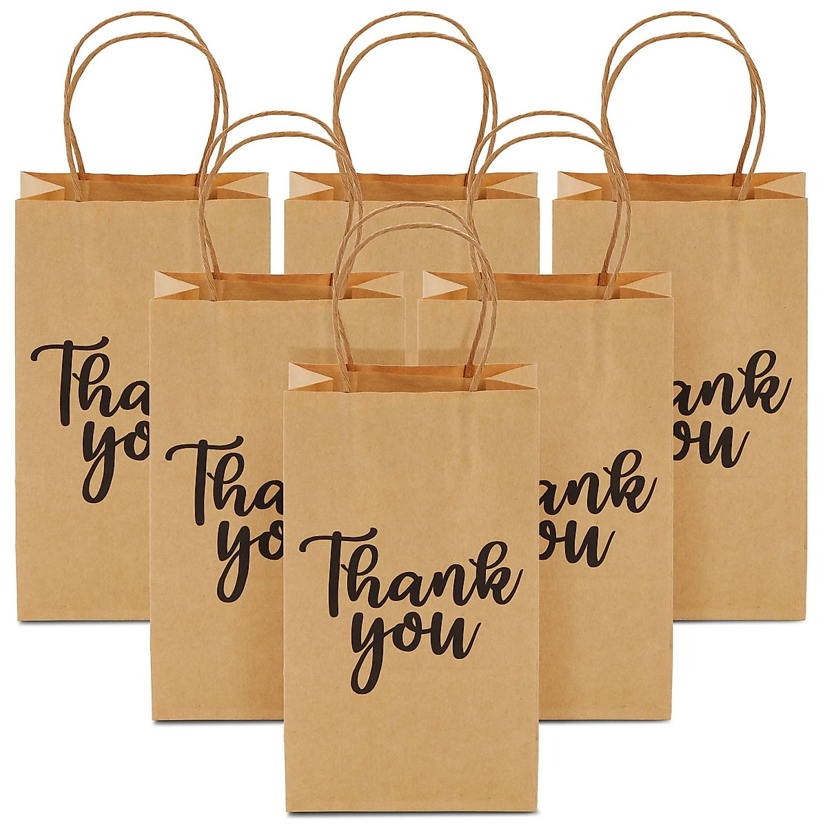 Sparkle and Bash Thank You Party Favor Kraft Bags (9 x 5.3 x 3.15 in, 100 Pack)