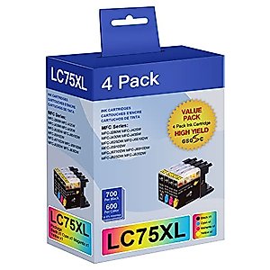 LC75 LC79 High Yield Ink Cartridge Compatible for Brother LC75 LC71 LC79 XL High Yield to Use with MFC-J6510DW MFC-J6710DW MFC-J6910DW MFC-J280W (1 Black, 1 Cyan, 1 Magenta, 1 Yellow)