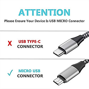 TPLTECH Cord for Charging Xbox One Controller Nylon-braided Controller USB Cable Durable Android Micro USB 2.0 Cable Compatible with Xbox One Controller Charger Cord 2Pack 10FT