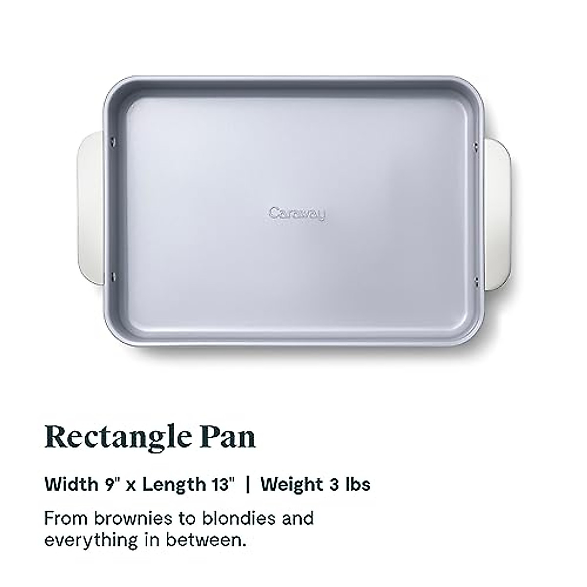 Caraway Non-Stick Ceramic 9”x13” Rectangle Pan - Naturally Slick Ceramic Coating - Non-Toxic, PTFE & PFOA Free - Perfect for Brownies, Lasagnas, and More - Cream