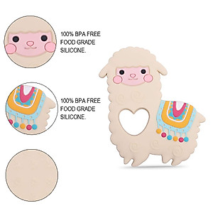 Baby Llama Silicone Teether,Sensory Chew Toys,BPA Free Soft and Effective Infant Teething Pain Relief Toys,Freezer Safe,Food Grade Silicone,Best Shower Gift for Boys and Girls (Yellow)