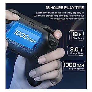 KLEEME Game Controller Wireless Controller Compatible with Nintendo Switch OLED Console Pro Gamepad with 600Mah Rechargeable Battery Programmable Turbo Function