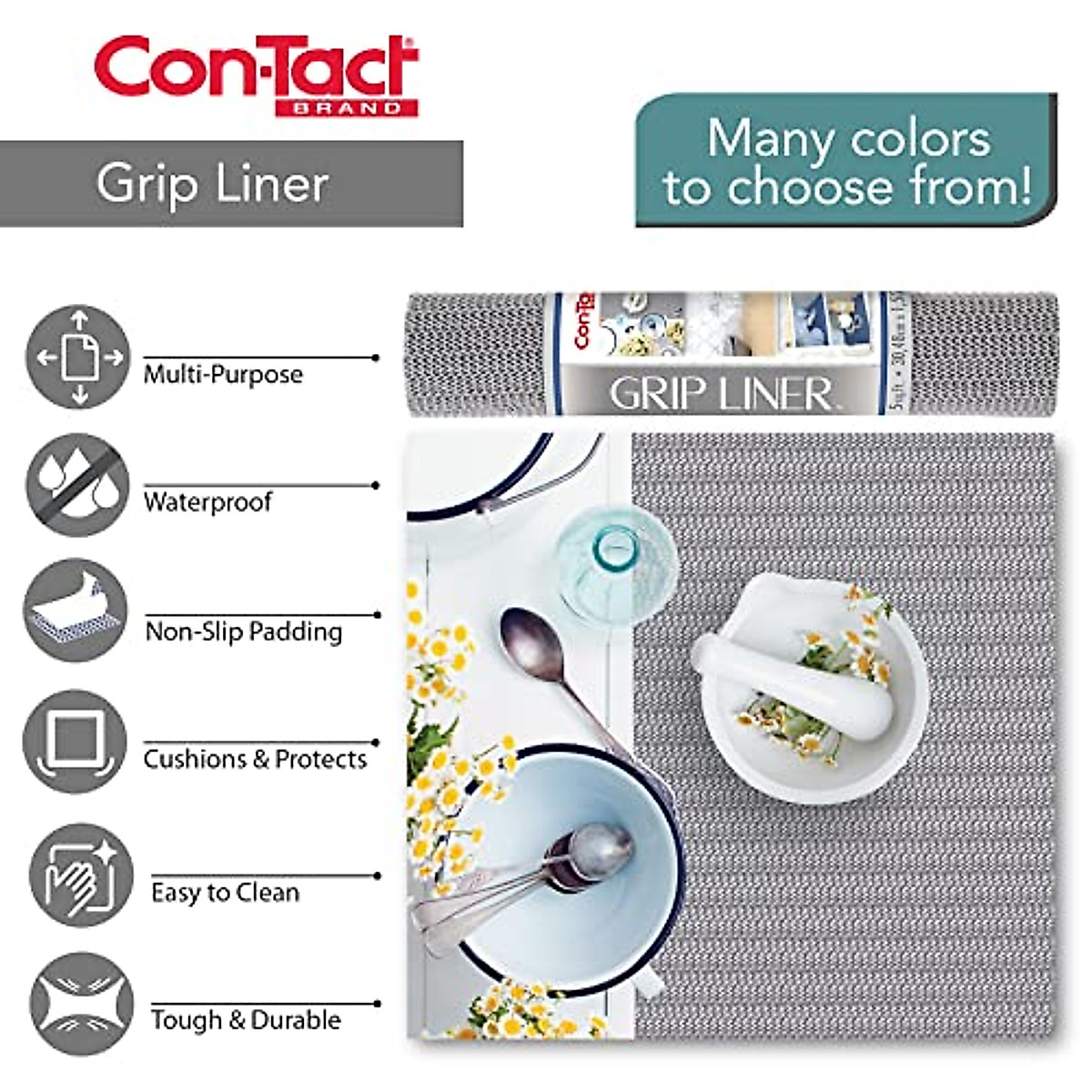 Con-Tact Brand Grip, 05F-C6F59-06, Non-Adhesive Non-Slip Shelf Liner and Drawer Liner, Taupe, 20" x 5'