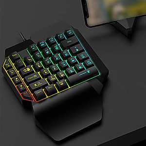One Handed RGB Mechanical Gaming Keyboard, Computer Mechanical Gamer Keypad Portable Mini Single Keyboard for PUBG Gaming with Eye Catching Lighting