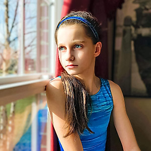 FROG SAC 6 Glitter Headbands for Girls, Adjustable Non Slip Head Bands for Kids, Cute Sparkly Stretch Elastic Hair Accessories for Gymnastics For Teen Girls, Women