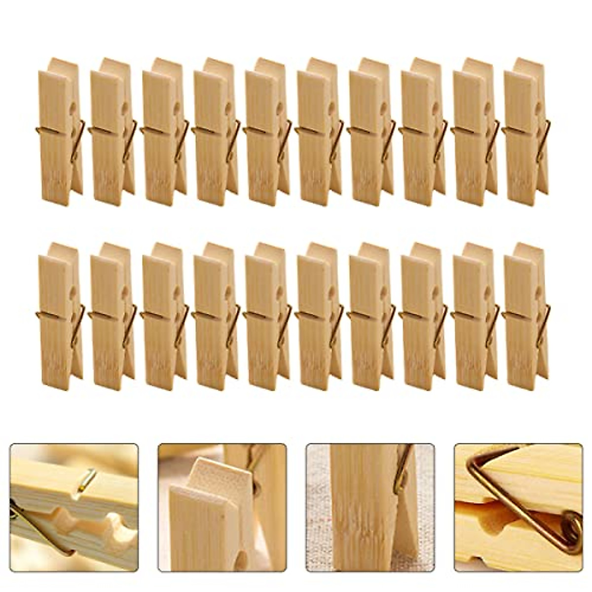 120pcs Practical Quilt Wood Houseware Clothespin, Clothesline Snack Bamboo Paper Clothespins, with Cm, Drying Multi Pegs Duty Crafts, Photo Organizer Food Hardwood Non Portable