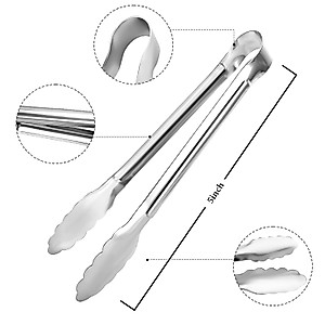 12 Pack Small Serving Tongs,XEVOM Stainless Steel Sugar Tongs Mini Appetizers Tongs Mental Kitchen Tongs for Serving Food (5inch)