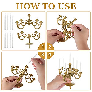 ifundom 2pcs Candle Holder Stand with 9Pcs Candle Vintage Candelabra Candlestick Cake Topper Gold Candlestick Holders Cake Toppers Ornaments for Wedding Birthday Party