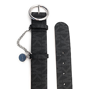 Michael Kors MK Charm Belt With Chain, Large, Black/Silver