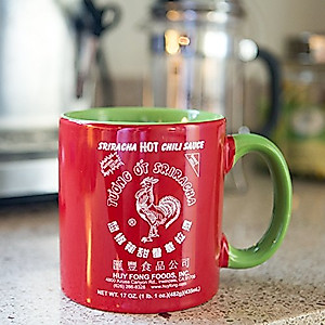 Sriracha Hot Chili Sauce Red & Green Ceramic Mug, Large, 19oz