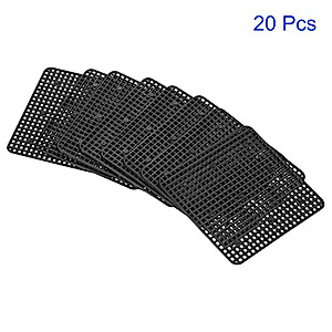 M METERXITY 20 Pack Plant Pot Hole Mesh Pads - Square Rigid Bonsai Flowerpot Drainage Grid Screen Apply to Outdoor/Garden (10cm/4 Inch, Black)