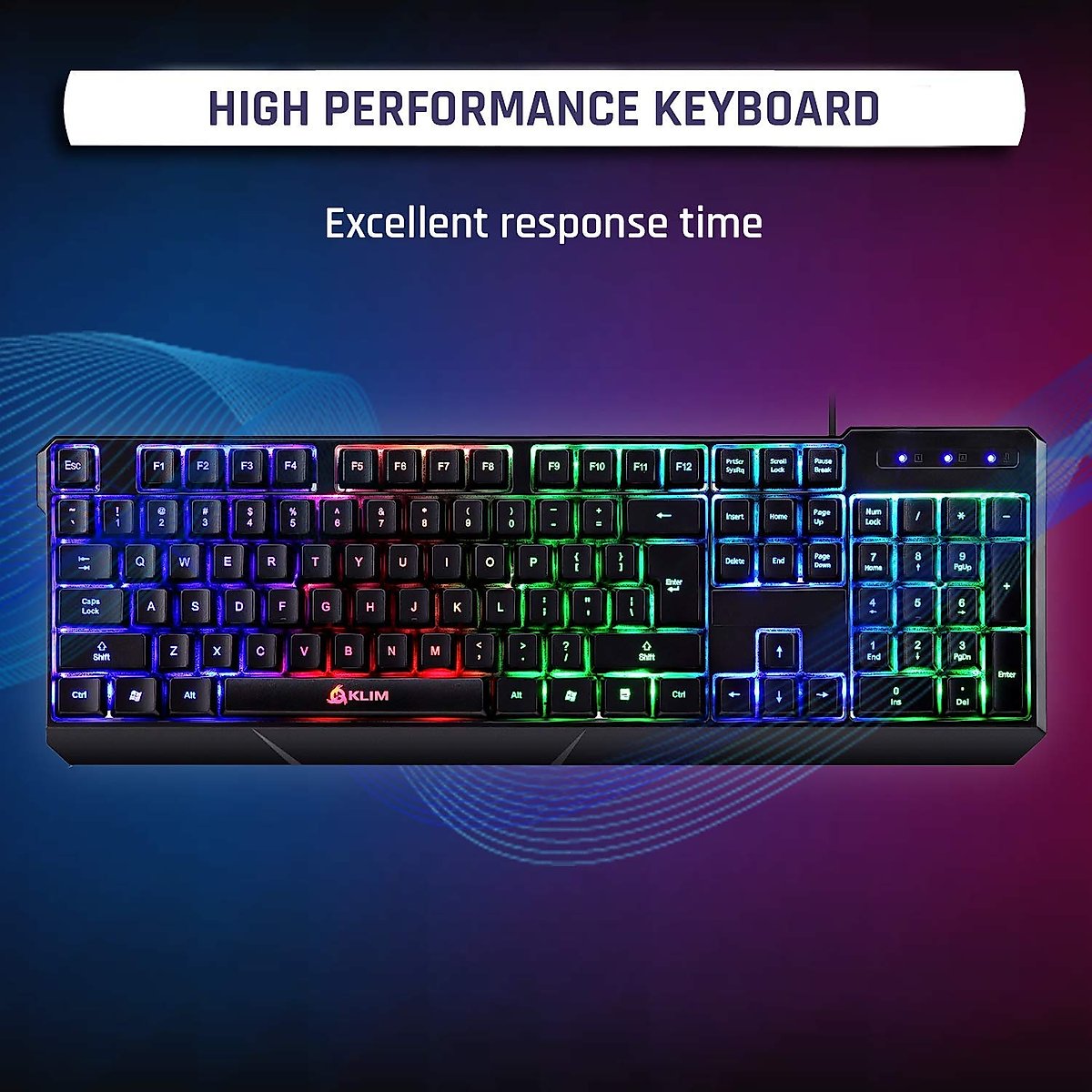 Klim Chroma Gaming Keyboard Wired USB + 2 ms Response Time + Backlit Keyboard for PC & MAC (Renewed)