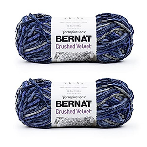 Bernat Crushed Velvet Navy Yarn - 2 Pack of 300g/10.5oz - Polyester - 5 Bulky - 315 Yards - Knitting, Crocheting & Crafts