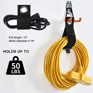 AOBEN Garage Hooks,24Pack Heavy Duty Garage Hanger Organizer Anti-Slip Double Wall Garage Storage Hooks for Ladder, Power Tool,Bike,Ropes (23 Hooks & 1 hoder Strap)-Orange
