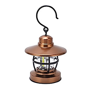 Camping Hanging Lantern, Vintage Hook Design One Button Switch 3 COB Battery Powered Garden Hanging Lamp