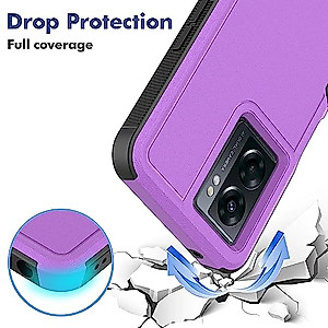 Jeylly for OnePlus Nord N300 5G Case, Matte Texture Shockproof TPU Bumper Hybrid Design Phone Case for OnePlus Nord N300, Military Grade Drop Protective Cover for Women Men, Purple