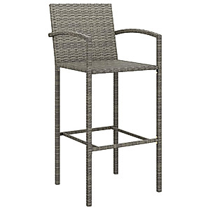 vidaXL 5 Piece Patio Bar Set - Poly Rattan Outdoor Furniture - Gray - Weather-Resistant - Tempered Glass Tabletop - Easy Assembly