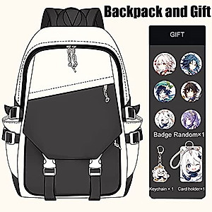 Dalicoter Genshin Impact Backpack Zhongli Backpack Cute 3D Printed Laptop Bookbag 17" Large Capacity Travel BackPack With Gift
