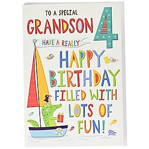 Regal Publishing Juvenile Birthday Card Age 4 Grandson - 9 x 6 inches -
