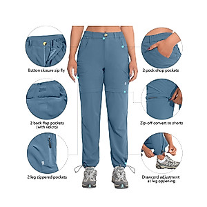 Little Donkey Andy Women's Convertible Zip Off Pants Quick Dry Stretch Hiking Travel Camping Pants Slate XXL