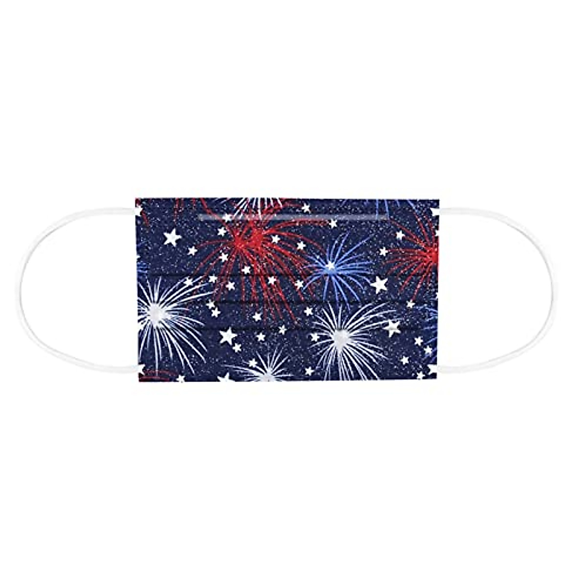 50 Pcs Adults American Flag Disposable Face_Mask Patriotic 4th of July Stars and Stripes Patterned 3 Ply Safety Paper_masks Earloop Anti-PM2.5 Independence Day Veterans Memorial Day Face Coverings #19