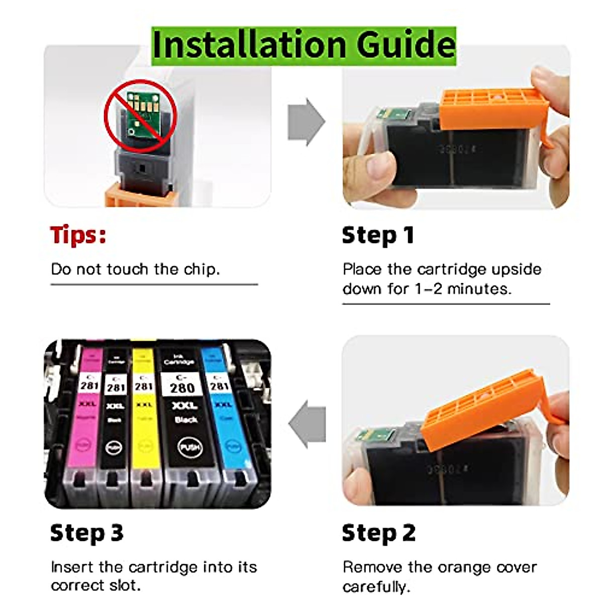 Compatible PGI-280 CLI-281 XXL Ink Cartridge Replacement for Canon 280 281 PGI-280XXL CLI-281XXL Ink Work with Canon Pixma TR7520 TS6320 TS8320 TS9120 TS9100 (with CLI281 PB, 7PK)