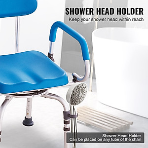 VEVOR Swivel Shower Chair 360 Degree, Adjustable Shower Seat with Pivoting Arms & Padded Bath Seat for Inside Shower or Tub, Non-Slip Rotating Bathtub Chair for Elderly Disabled, 300LBS Capacity