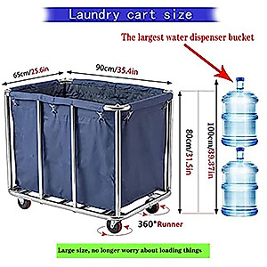 12 Bushel Laundry Cart with Wheels Heavy Duty Commercial Laundry Carts, Stainless Steel Industrial Laundry Carts Trucks with Waterproof Oxford Cloth, for Laundry/Toys/Sundries Organizer and Storage