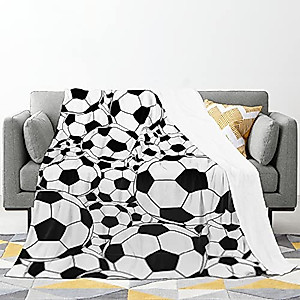 Fleece Soccer Blanket Super Soft Plush Throw Blanket Cozy Warm Bed Blankets Lightweight Microfiber Flannel Blankets for Couch, Bed, Sofa (40" x 50")