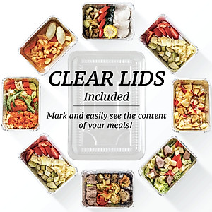 Spare Essentials (55 Count) 2.25LB Aluminum Containers with Lids (8.5"x6") - Disposable Foil Containers for Takeout, Baking, Freezing, Food Storage - Aluminum Pans with Lids, To Go Containers