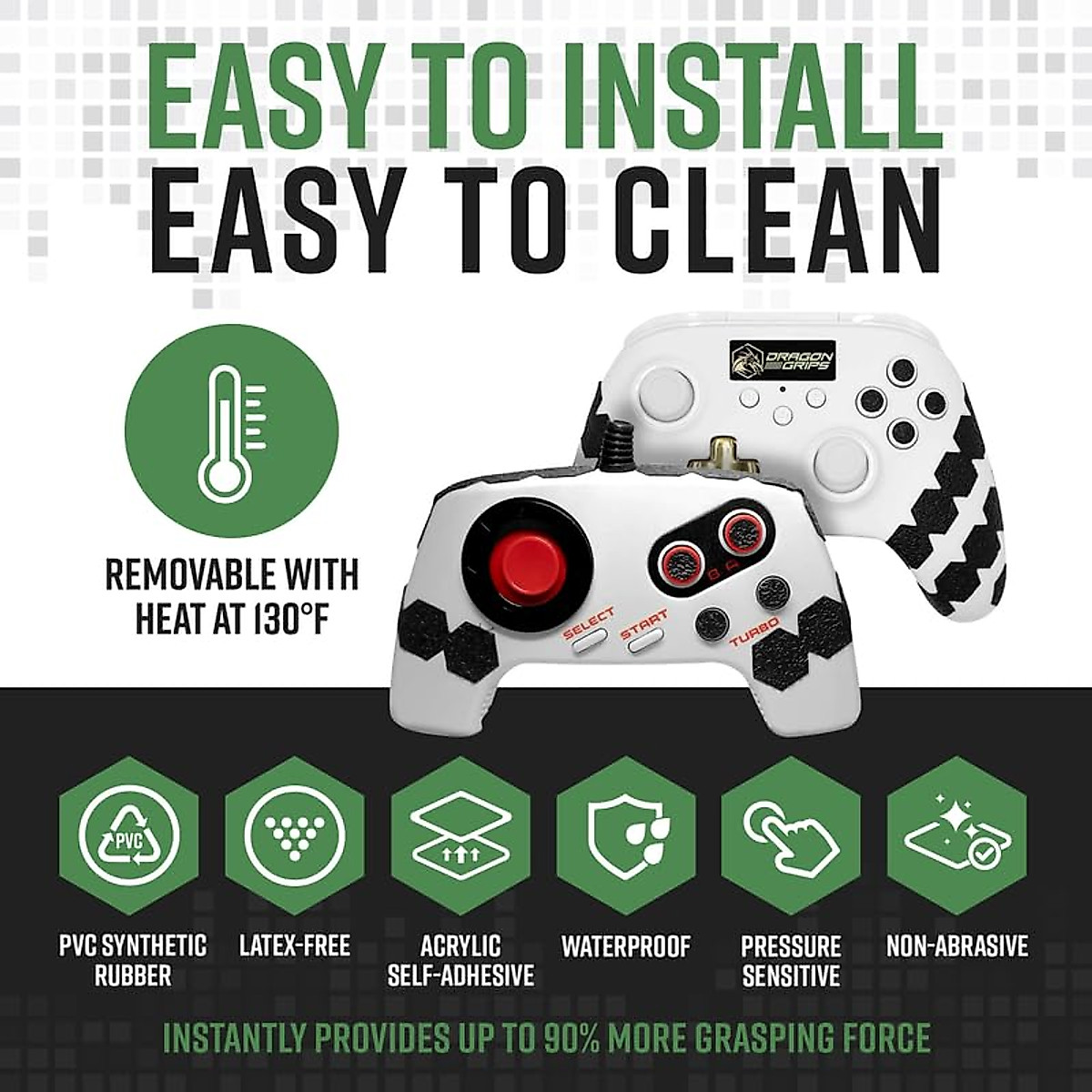 Dragon Grips Universal Controller Grips, 18 Pcs Black Textured Non-Slip Rubber for Xbox, PS4 & PS5 Controller Grip Tape, Perfectly Fit to Any Handles, Sweat Resistant to Enhance Gaming Control, 1 Pack