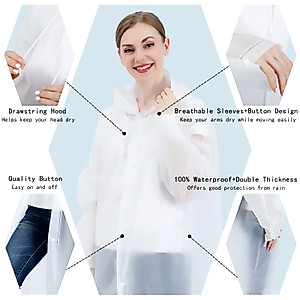SWOGAA Rain Ponchos for Adults Reusable 2 Pack EVA Raincoats for Women Men 20% Extra Thicker Rain Coat with Cuff Size Adjusters