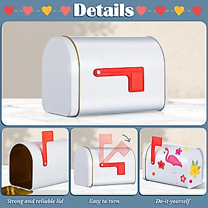 Lounsweer Mini Tinplate Mailbox Toy Small Mailbox Toywith Raised Signal Flags Post Mount Mailboxes for Boys and Girls DIY Projects for Preschoolers Gift Exchange Activities (White,4 Pcs)