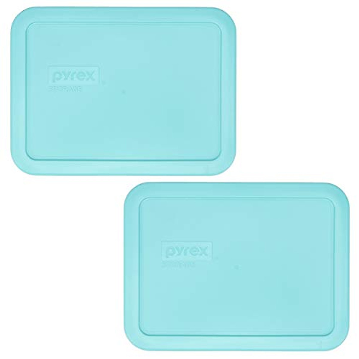 Pyrex 7210-PC Sun Bleached Turquoise Plastic Rectangle Replacement Storage Lid, Made in USA - 2 Pack