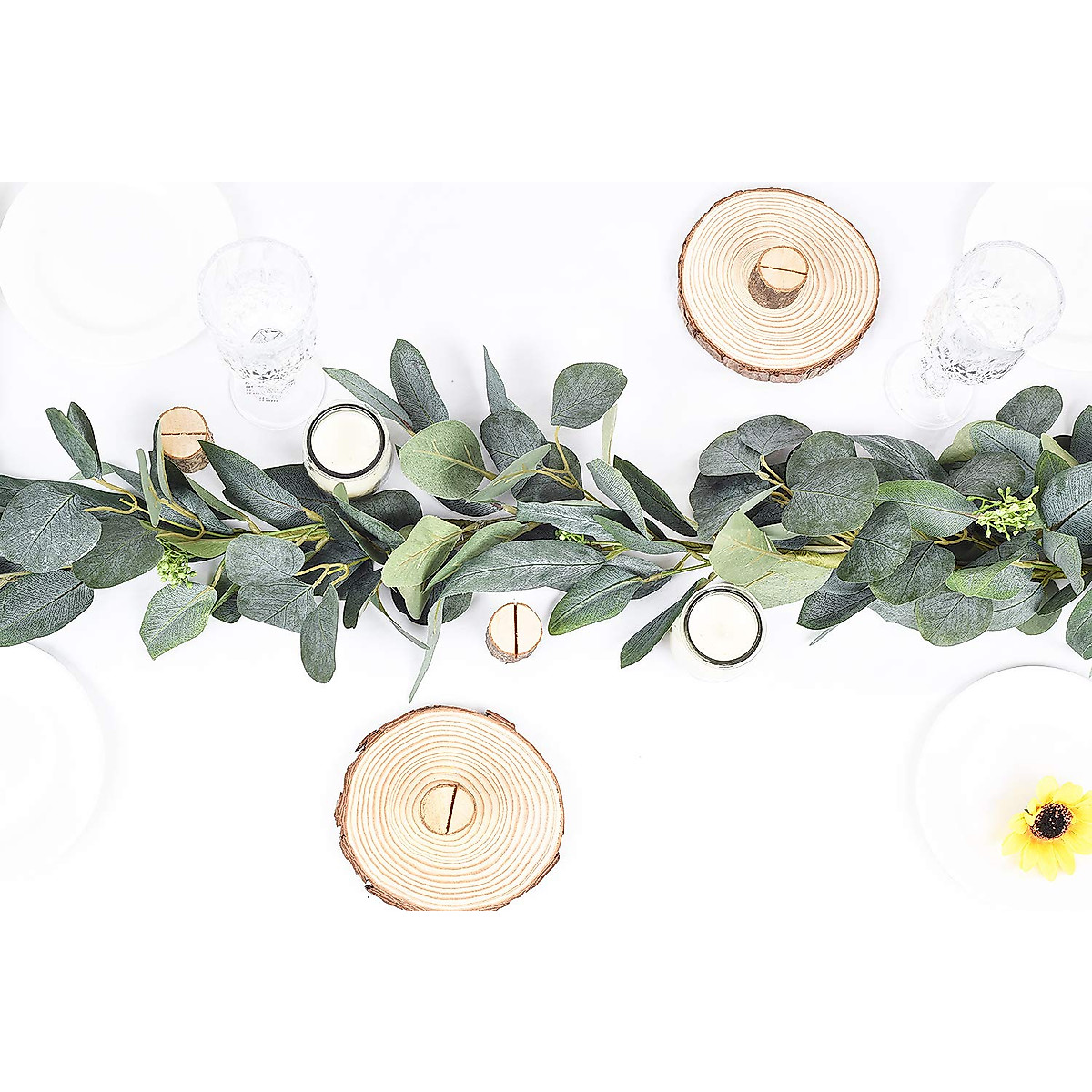 DearHouse 6.2 Feet Eucalyptus Garland Artificial Silk Eucalyptus Leaves Vines Handmade Garland Greenery Wedding Home Backdrop Arch Wall Decor