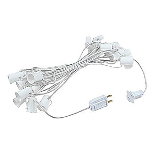 Novelty Lights Pink Hanging Incandescent Christmas String Lights - Retro Traditional C9 Indoor/Outdoor Light Set w/ 25 Mini Bulbs for Roof Lines, Patios (White Wire, 25' Long)